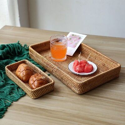 Rattan Storage Tray Hand-woven Storage Basket Wicker Basket