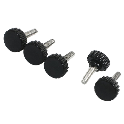 Knurled screw, internal thread M5 x 16 x 20 mm, black, 5pcs