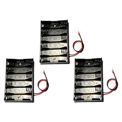 3PCS 6 slots x 1.5V AA Black Batteries holder case box with