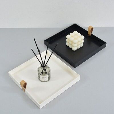 1Pc Creative Square PU Leather Serving Tray Decorative Dish