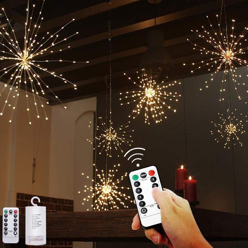 120 LED Firework String Lights 8 Mode Explosion Star Copper_虎窝淘