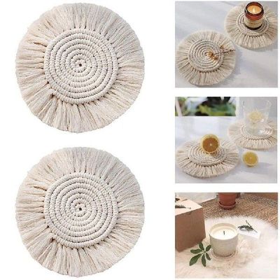 Home Creative Cotton Braid Coaster Handmade Macrame Cup