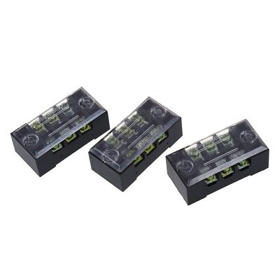 3 Pcs 600V 15A 3 Positions 3P Dual Rows Covered Barrier Term