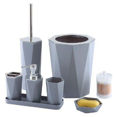 8Pcs Bathroom Storage Kit Hotel Wash Set Trash Can Soap Box