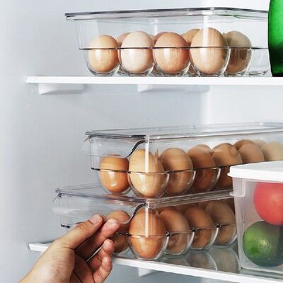 Transparent 12/14/21/24 Grids Refrigerator Egg Holder Box