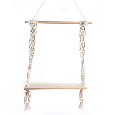 Promotion! Hand-Woven Macrame Tapestries Rack Wooden