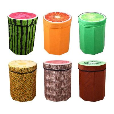 Folding Storage Organizer Stool 3D Creative Fruit Velvet