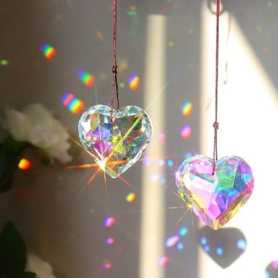Hanging Ornament Love Heart Crystal Wind Chimes Crafts for