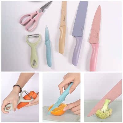 6pcs Colorful Fruit Vegetable Knife Chef Bread Peeler Knife