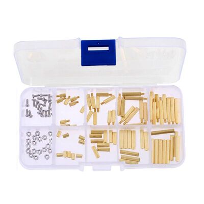 120pcs M2 Male Female Brass Spacer Standoff Screw Nut Assort