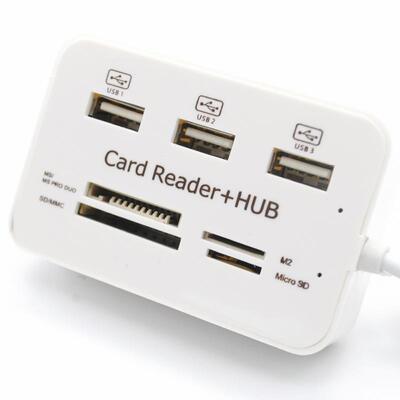 5V 600MHA USB 2.0 3 ports card reader hub white Support mous