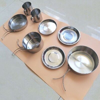 8Pcs portable Camping Cookware Set Stainless Steel Outdoor