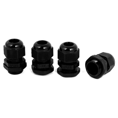 PG11 Compression Resistant Stuffing Cable Glands Black 4Pcs