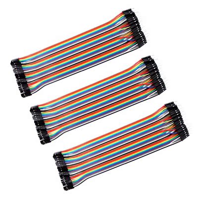3 40pc Dupont Wire Jumper Cable 1P-1P 2.54mm Male to Female