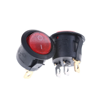 10pcs  6A 250V 10A 125V 20mm Diameter  Mini Round Red 3 Pin