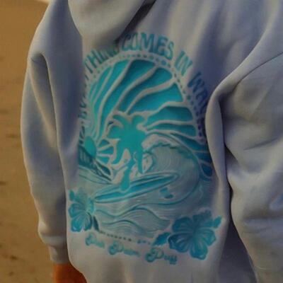 Hip Hop Sreet PINK PALM PUFF Printed Female Hoodies Fashion