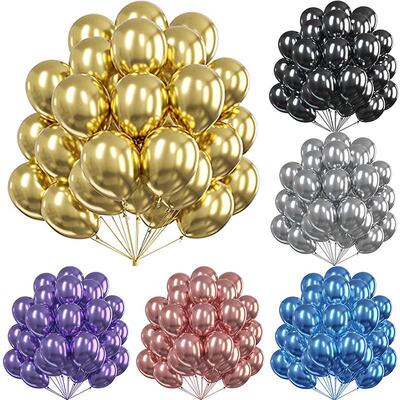 12Inch Color Metal Theme Confetti Round Latex Balloon Gold S