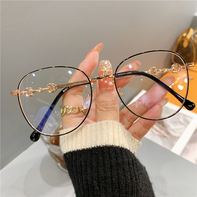 Vintage New Oval Metal Frame Glasses Women Fashion Optical M