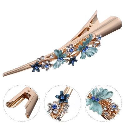 Hair Clips Alligator Barrettes Flower Rhinestone Duckbill