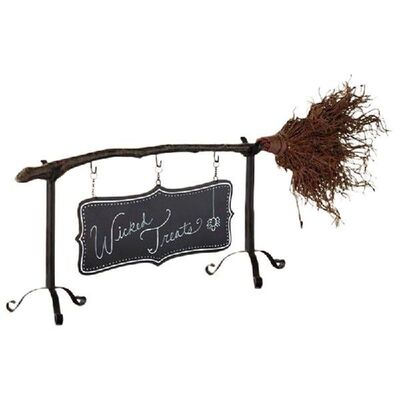 896A Halloween Broomstick Witch Hat Snack Bowl Stand