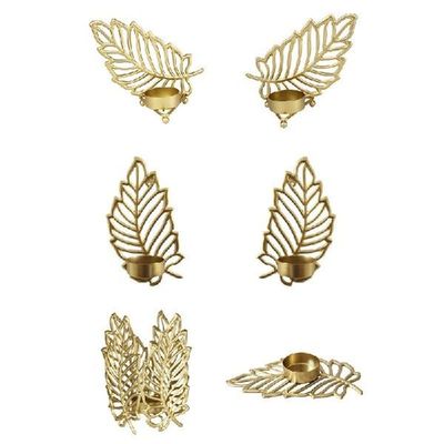 Unique Metal Candleholder Romantic Golden Leaf Shape Candle