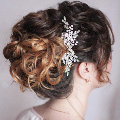 Silver Rhinestone Hair Comb Luxury Women Headpieces Tiara We