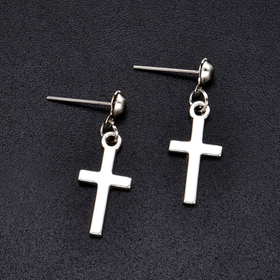 Women Fashion Punk Cross Pendant Cartilage Drop Dangle Earri