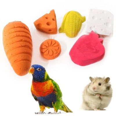 6pcs Pet Toy Food Cheese Corn Carrot Shaped Parrot Rabbit