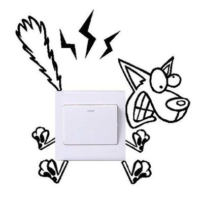 Switch Sticker Electric Shock Dog Cat Wall Stickers Light