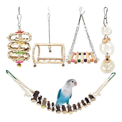 Bird Parrot Toys 5Pcs,Wood Ladder Chewing Cockatiel Toys,for