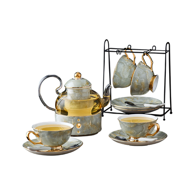 Flowering Tea Set Household Fruit Teapot Ceramic Set High