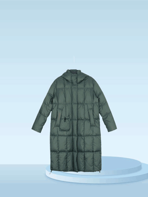 斯琴2024专柜正品95%鸭绒连帽长款羽绒服拉链保暖时尚BDDS00804