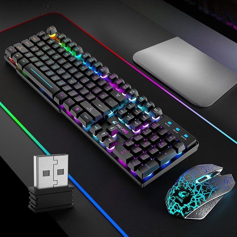 2.4G Rechargeable Wireless Gaming Keyboard and Mouse Set Col_虎窝淘