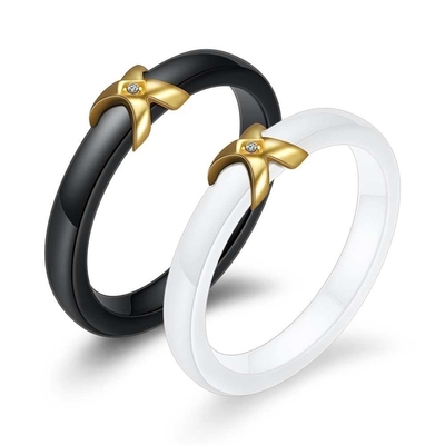 Black and white ring transfer ring ladies gold diamond tail