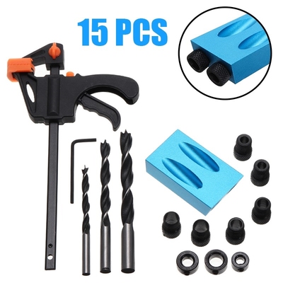 15pcs/set Pocket Hole Drill Guide Drilling Templates Wood Jo