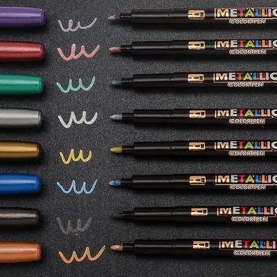 8 Colors Metallic Marker Water Paint Marker Brush Pen Drawin