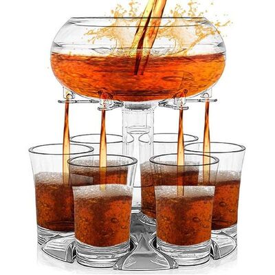 6 shot Glass Dispenser & Holder Bar Glass Bottle Dis