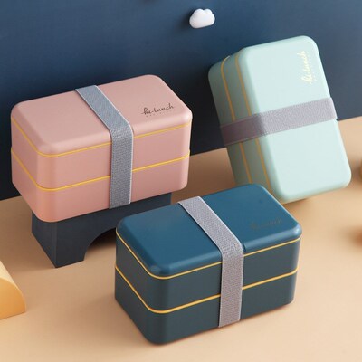 Japanese-style Lunch Box Double-layer Separated Bento Box Po