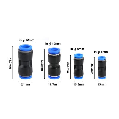 40pcs Pneumatic Fittings Straight Push Plastic Connector 6/8