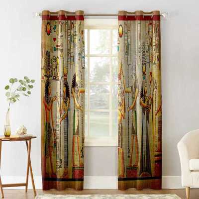 Curtains Bedroom Drapes-Fabric Egyptian Kids Circle Window L