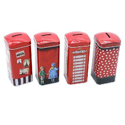 Square British pattern Tinplate Box coin counter candle