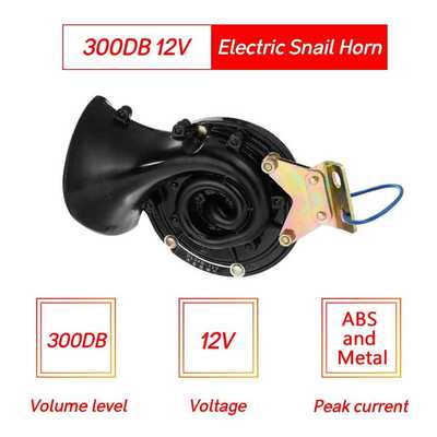 Car Styling Loud 300DB 12V 24V Black Electric Snail Horn Air