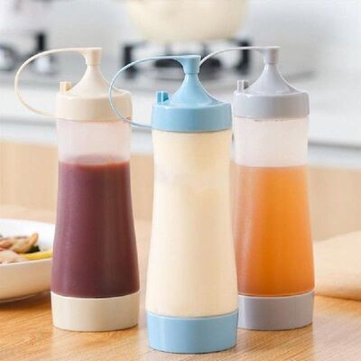 justdolife 350ml Squeeze Condiment Bottles With On Cap Lids