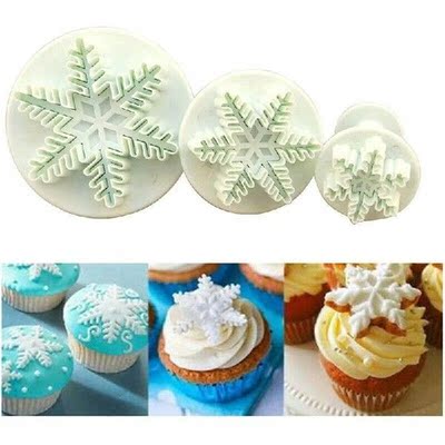 3pcs Christmas Snowflake Plunger Cutter Mold Fondant Cake