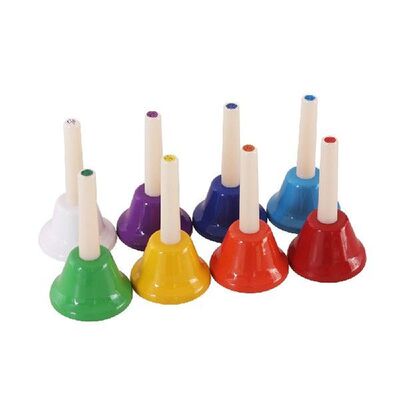 Pack of 8 Diatonic Handbells Polychrome Bell Set Kids Baby