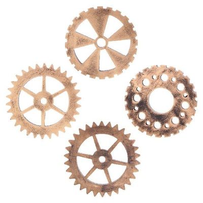 Set of 4 Vintage Steampunk Wall Gear Wooden Home Room Pub