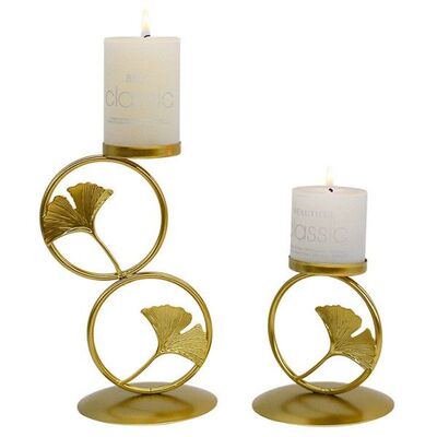 Creative Retro Gold Candlestick Decorations Ginkgo Leaf