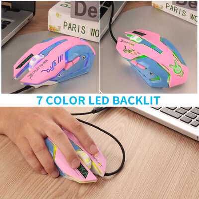 USB Wired Gaming Mouse Pink Computer Professional E-sports M