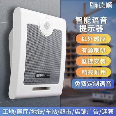德顺610T人体感应工地安全语音提示器背景音乐喇叭景区宣传播报器