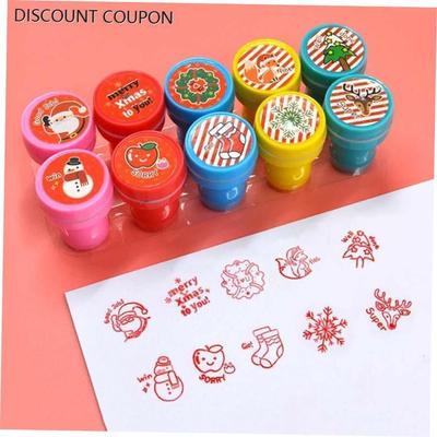 SALE!10Pcs Christmas Pattern Self-ink Seal Stamps DIY Scrapb